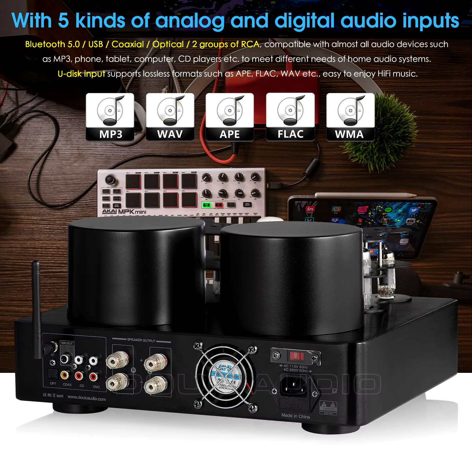 Nobsound HiFi Hybrid Stereo Valve Tube Amplifier Bluetooth 5.0 Audio ...