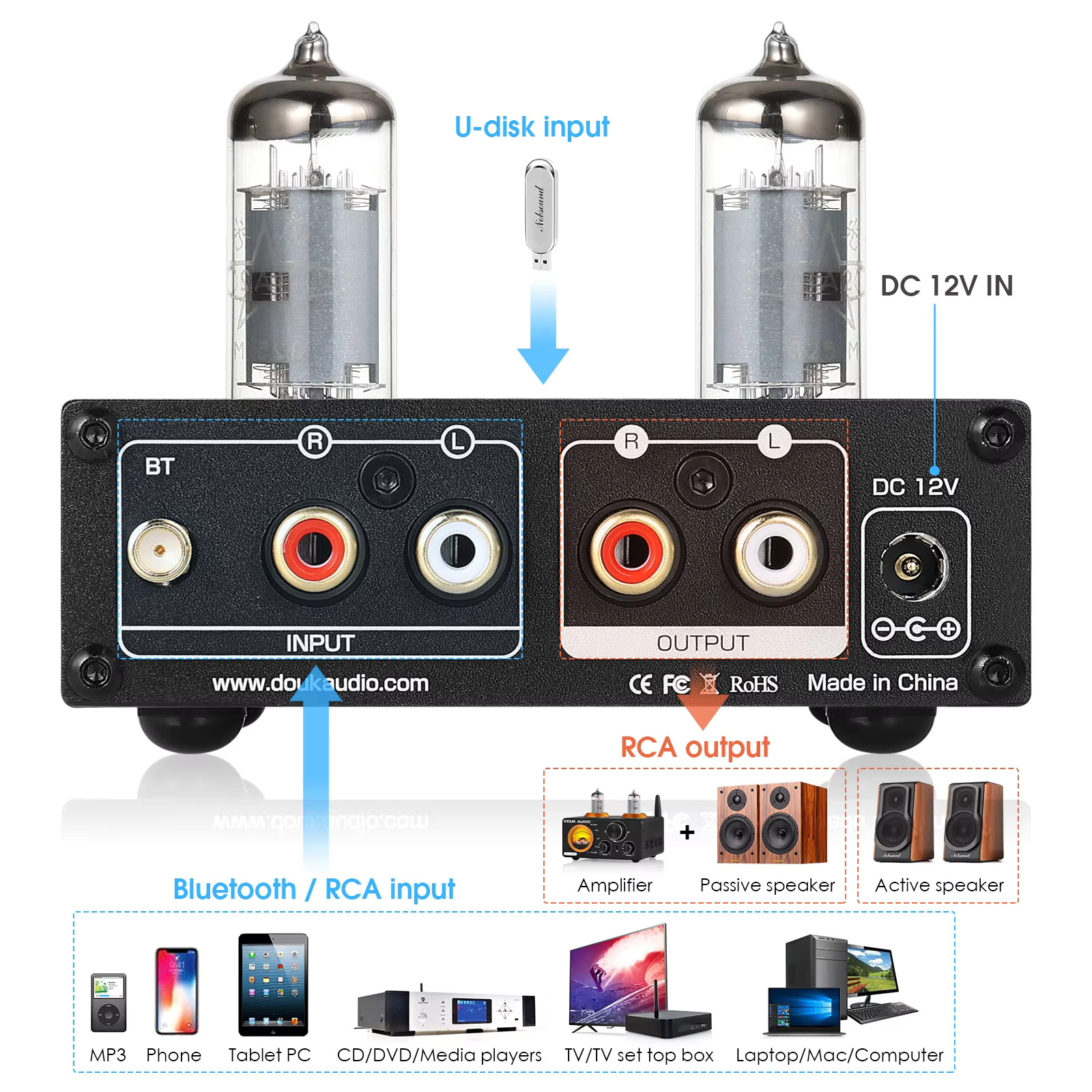 Douk Audio HiFi Bluetooth 5.0 Valve/Tube preamp Stereo - Retro Tech ...